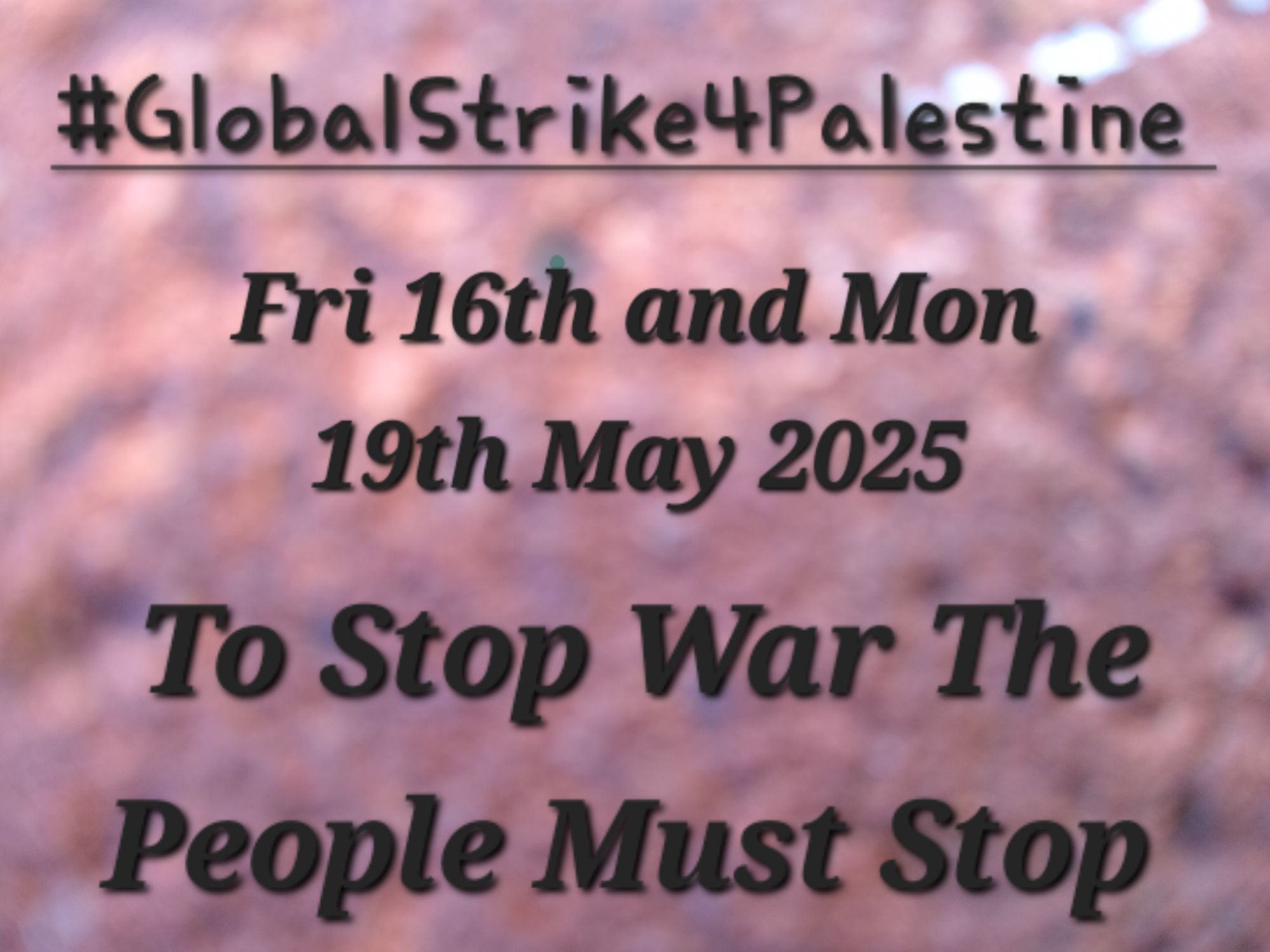 Global Strike Day Fri 16th and Mon 19th May 2025 – Peace Strike