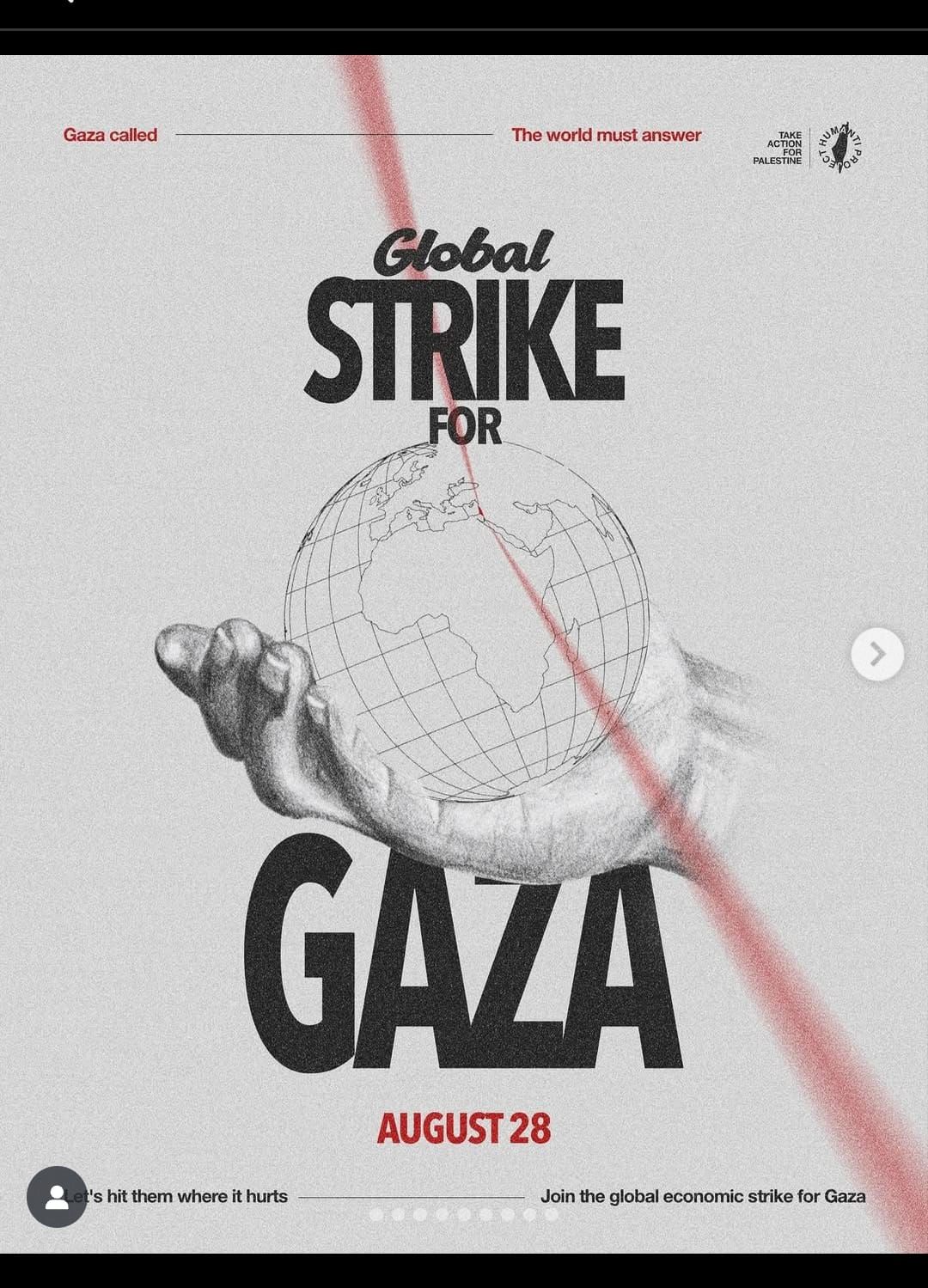 Global ‘Economic’ Strike Day For Palestine 🇵🇸 28/8/25 – Peace Strike